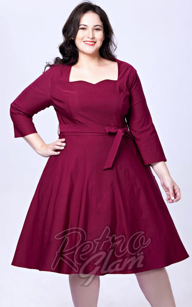 Miss Lulo Mira Swing Dress in Wine – Retro Glam