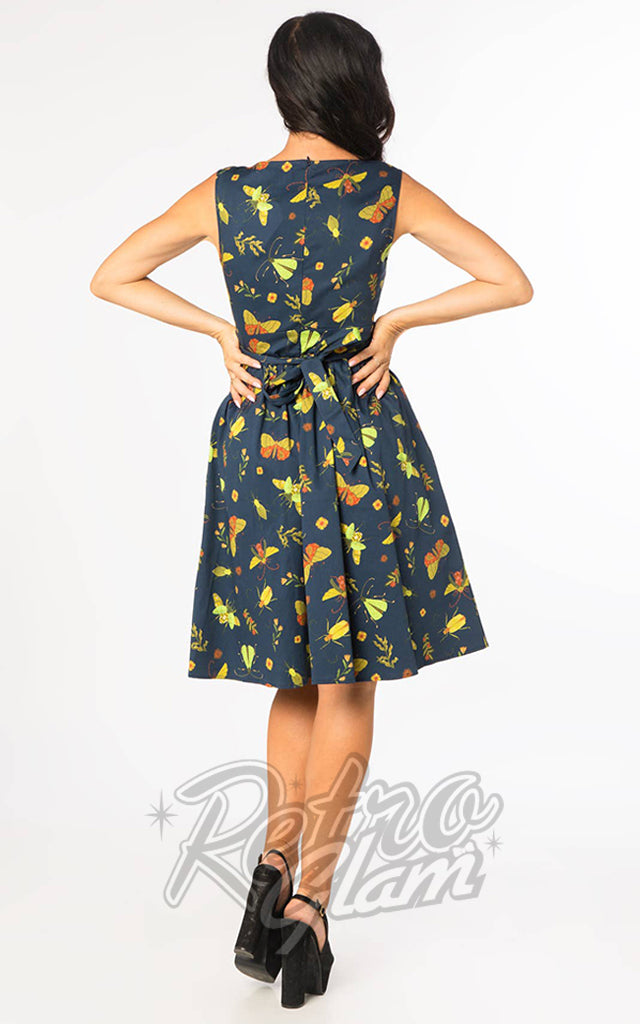 Miss Lulo Amy Swing Dress in Summer Night Print - S left only – Retro Glam