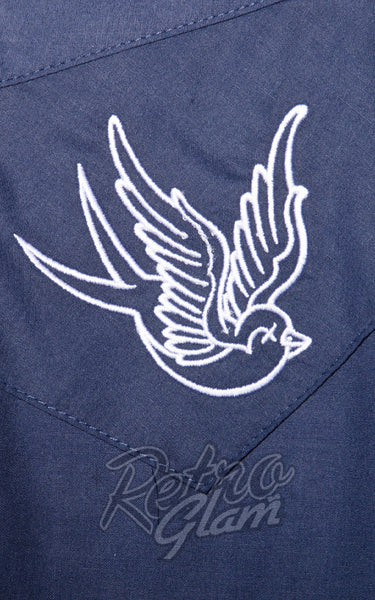 Steady Men's Sparrow Western Shirt in Navy – Retro Glam