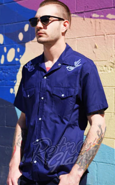 Steady Men's Sparrow Western Shirt in Navy – Retro Glam
